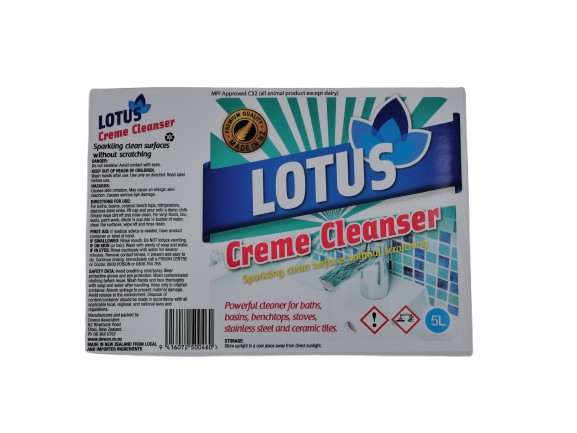 Lotus Creme Cleanser Label 5L – Pacific Hygiene